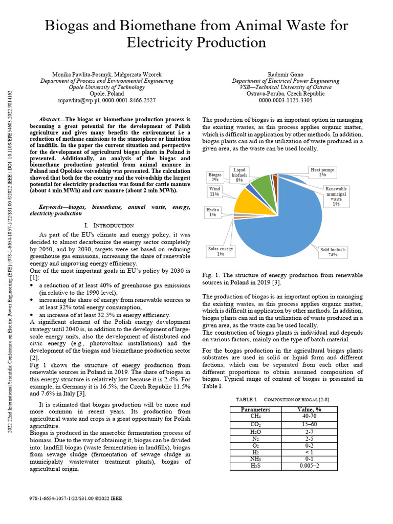 Biogas Production from Animal Waste in Poland | PDF | Biogas ...