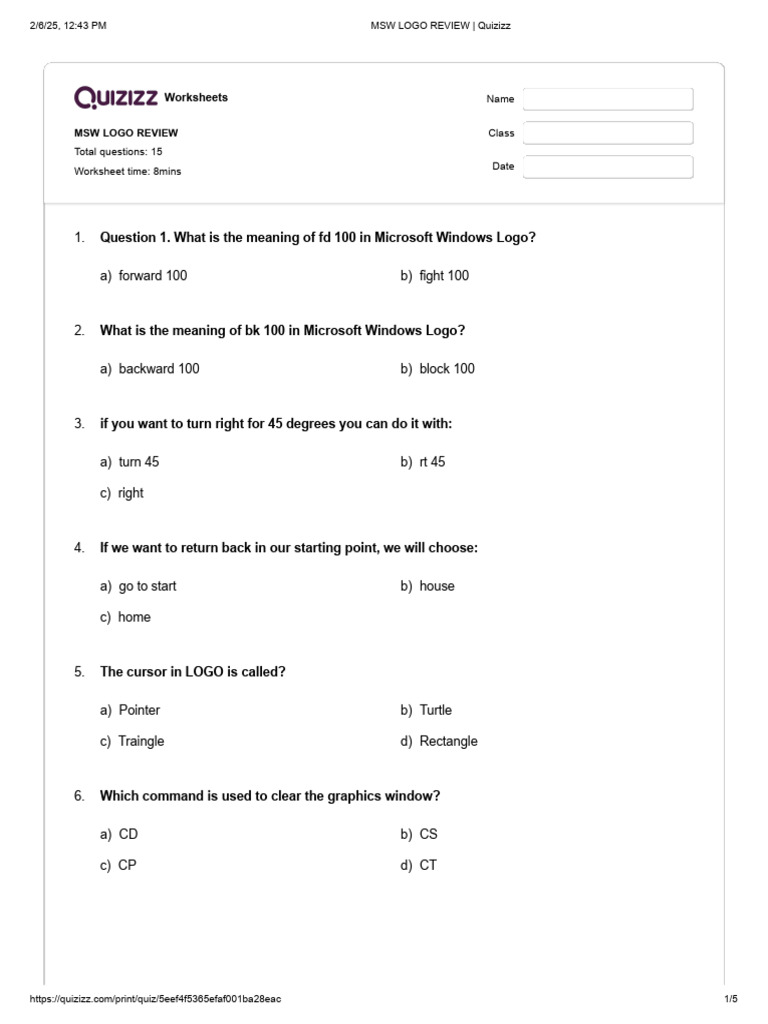 MSW LOGO REVIEW - Quizizz2 | PDF | Cursor (User Interface) | Polytopes