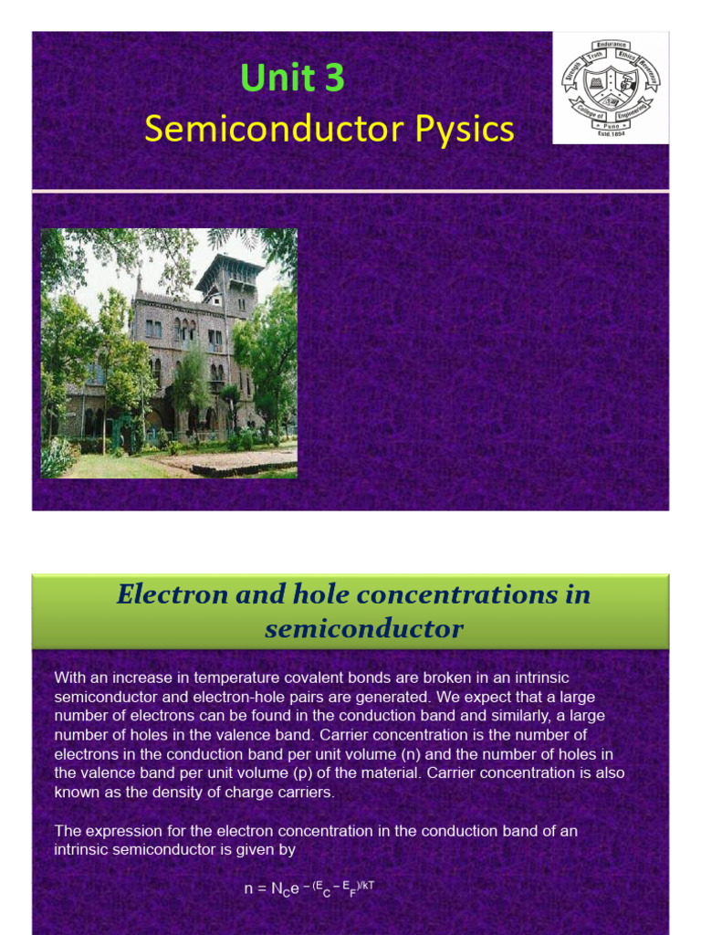 Intrinsic & Extrinsic Semiconductor Physics | PDF | Semiconductors | Electrical Resistivity And ...