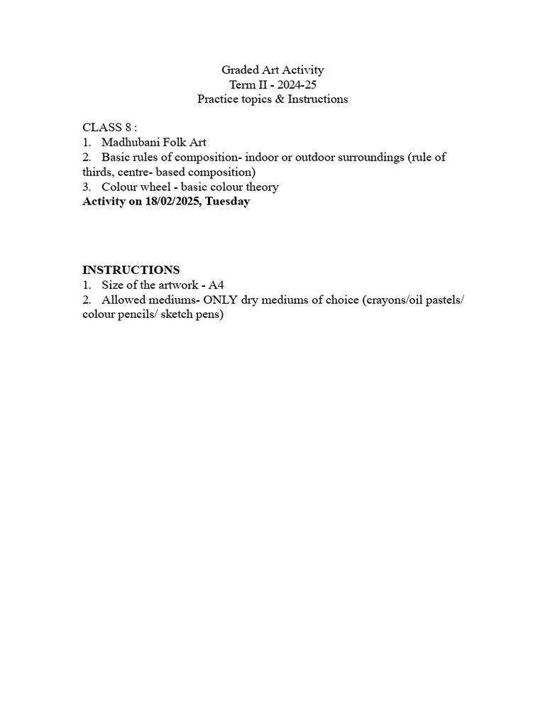 Graded Art Activity 8th | PDF