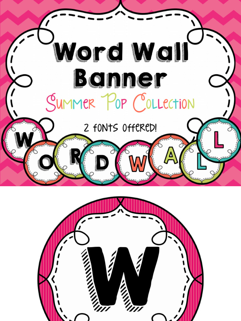 Word Wall Banner Summer Pop Collection | PDF