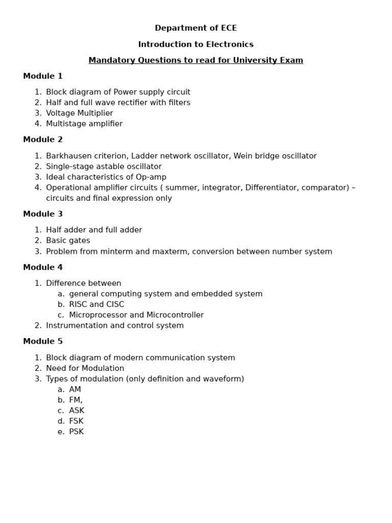 Mandatory Question - Electronics | PDF