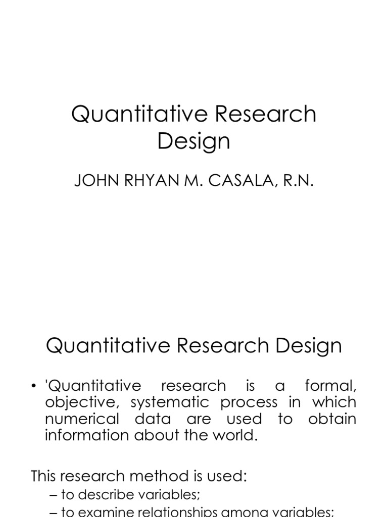 Quantitative Research Design | PDF | Experiment | Scientific Control