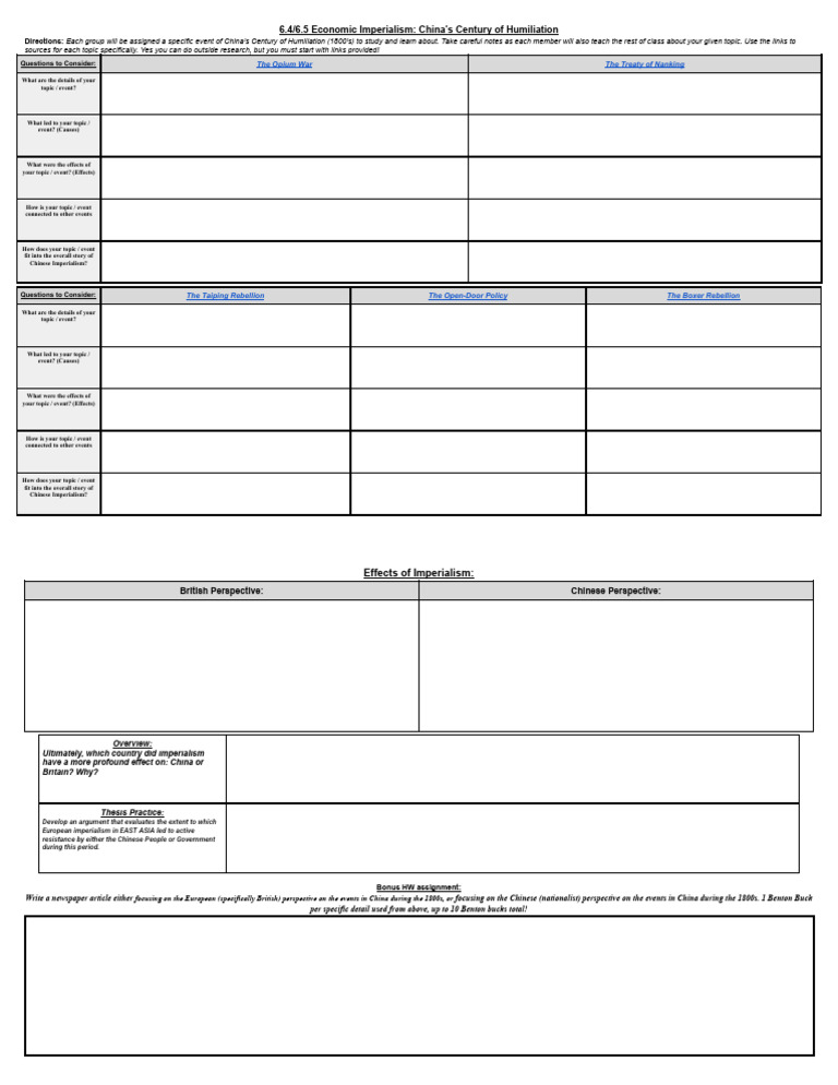 6.4 - 6.5 Economic Imperialism - China's Century of Humiliation | PDF ...