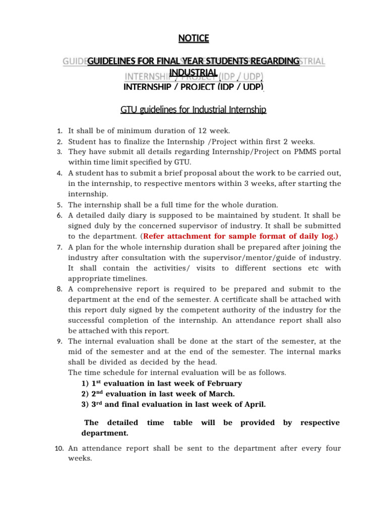 GTU Format Weekly Diary and Suoervisor Feedback Form | PDF