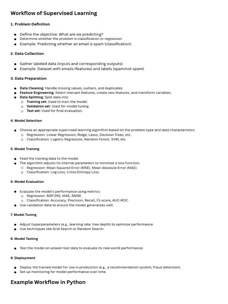 Workflow of Supervised Learning | PDF | Regression Analysis ...