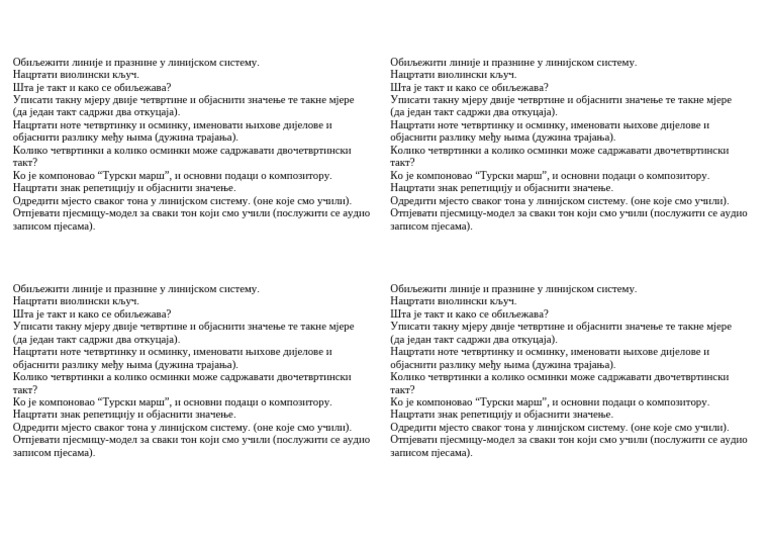 Muzicko 3 Razred Test 2 | PDF
