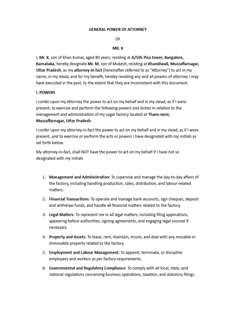 Genearl Power of Attorney Answer 6. | PDF | Justice | Crime & Violence