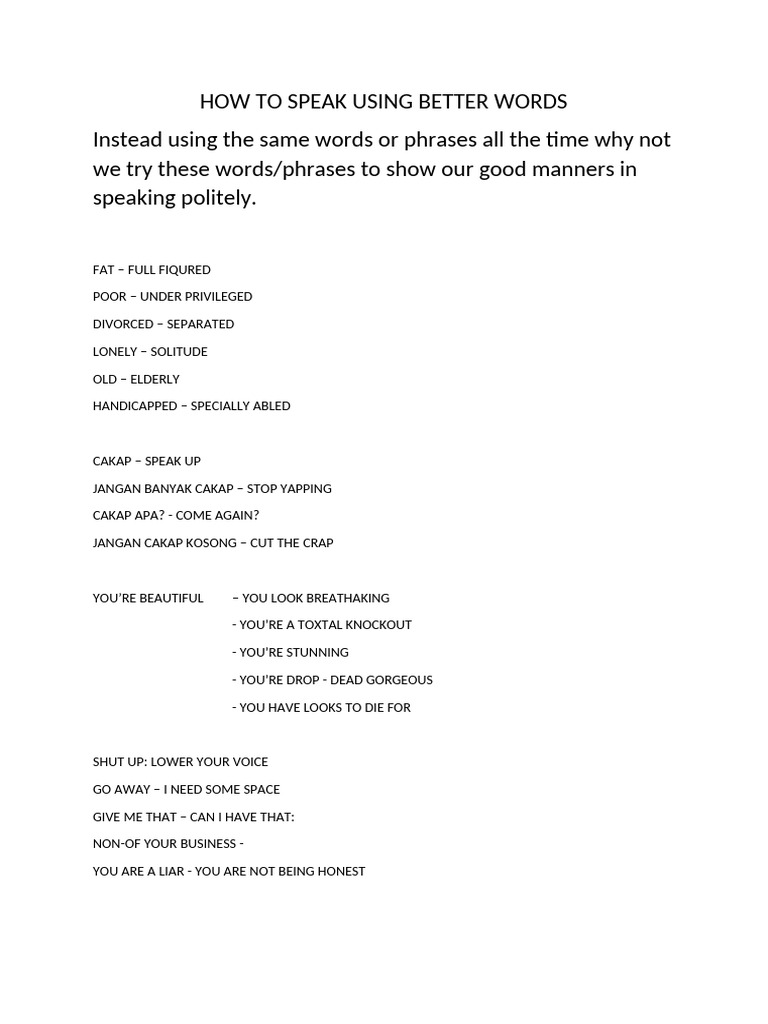 Nice Way To Say Things | PDF