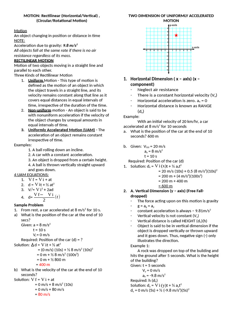 Uniformly Accelerated Motion | PDF | Acceleration | Classical Mechanics