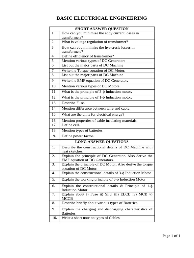 Bee Important Questions2 | PDF
