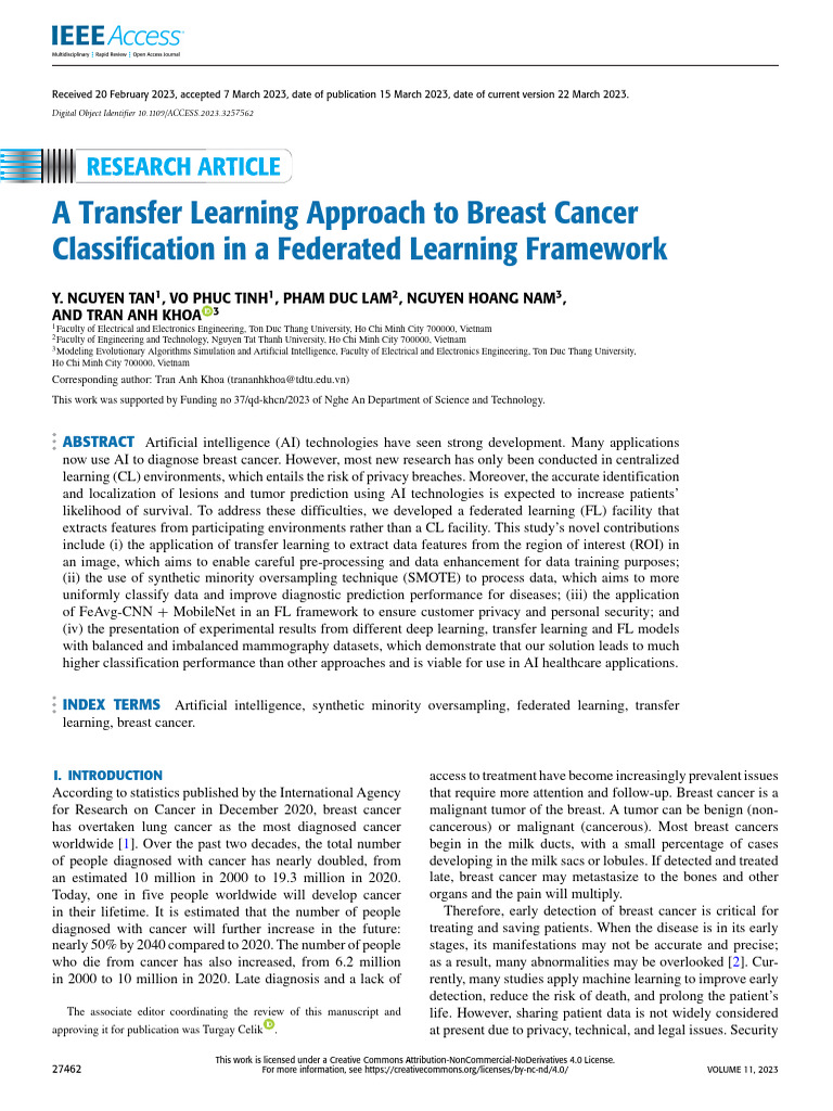 Q1 A Transfer Learning Approach To Breast Cancer Classification in A ...