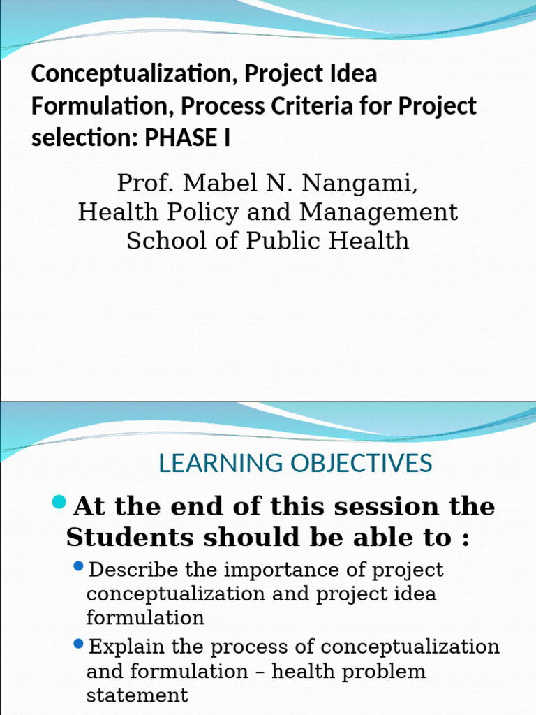 Sess 2H PHS 805 Project Conceptualization Idea Formulation May 2016 | PDF | Chronic Condition ...