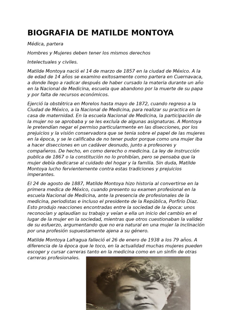 Biografia de Matilde Montoya | PDF