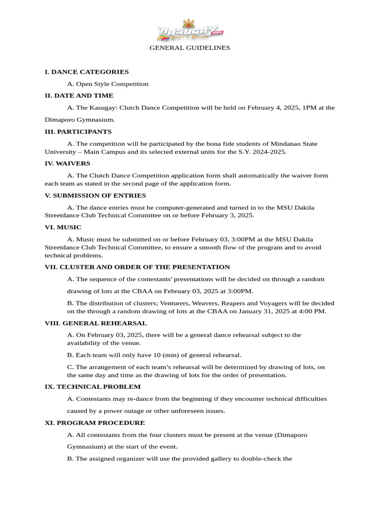 General Guidlines, Mechanics and Criteria-1 | PDF