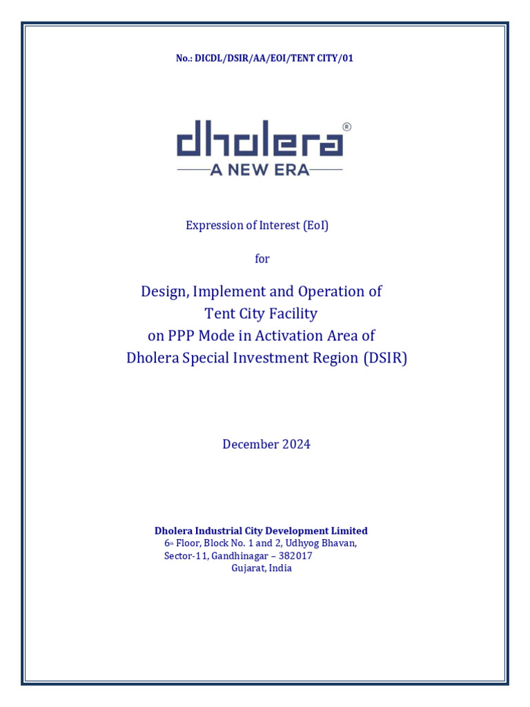 Dholera Tent City PPP EOI | PDF | Public–Private Partnership | Legal ...
