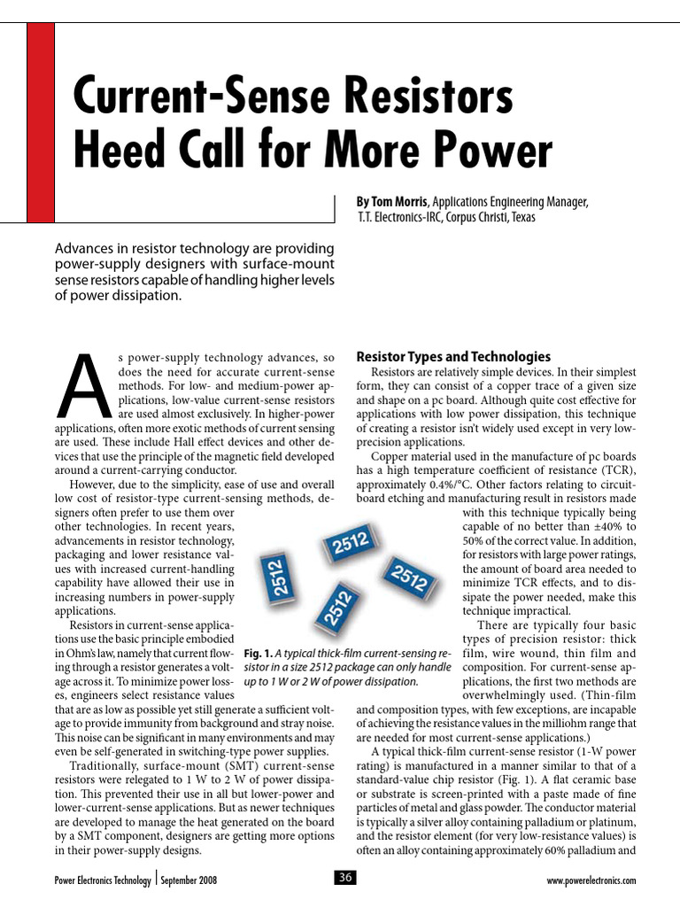 Current-Sense Resistors Heed Call For More Power | PDF | Resistor | Solder