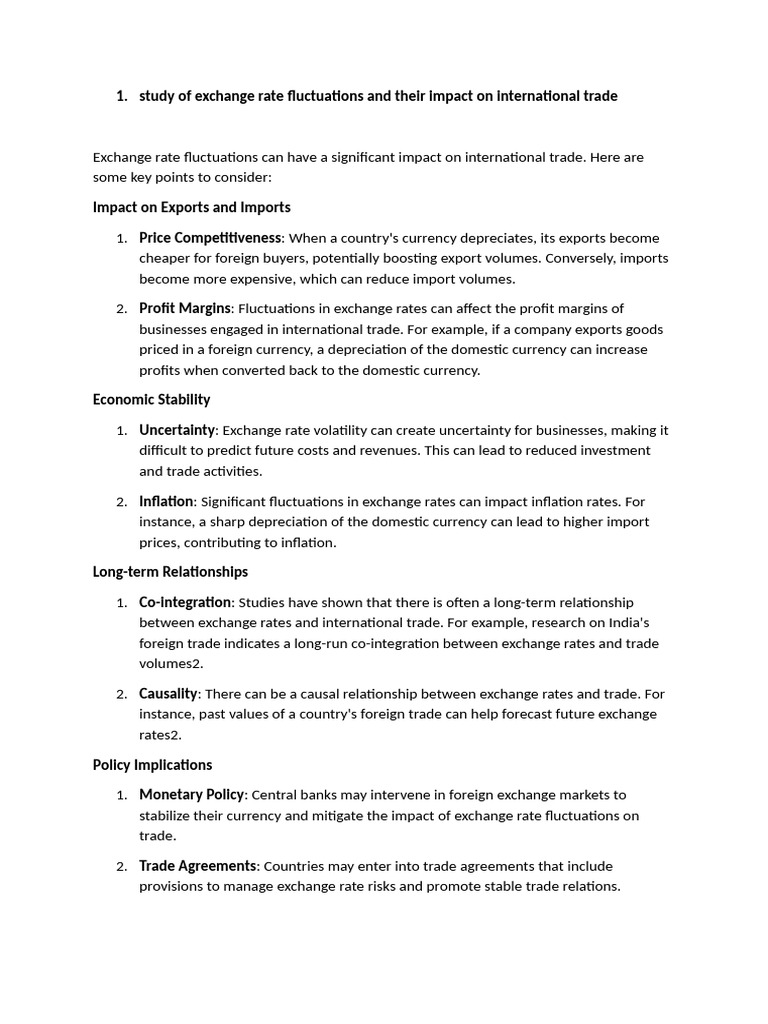 Study of Exchange Rate Fluctuations and Their Impact On International ...