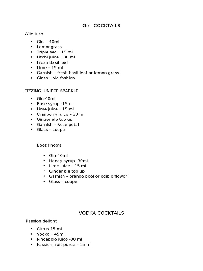 Gin vodka cocktails | PDF