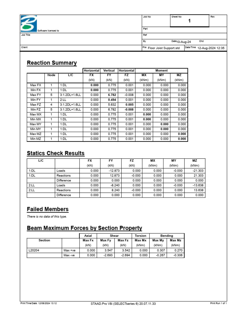 Angle Bar Support Staad Report Result | PDF | Beam (Structure ...