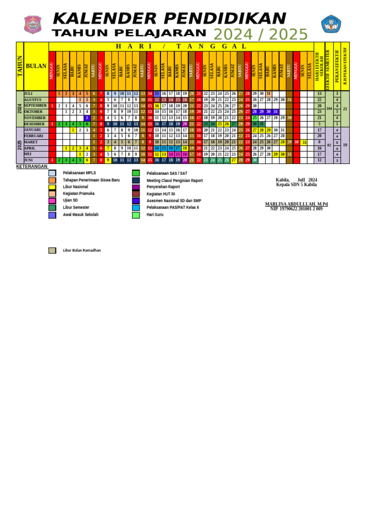 KALENDER-PENDIDIKAN-2024-2025-Sekolah - Fix | PDF