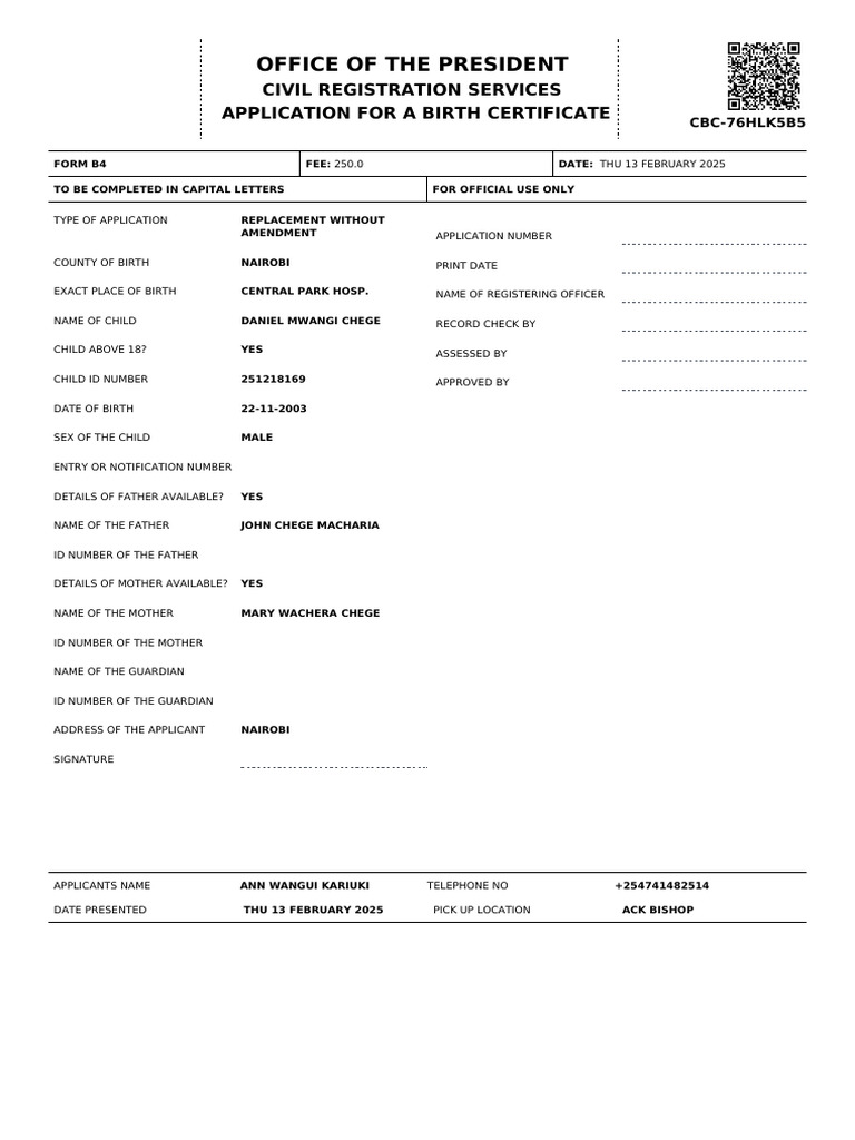 Birth Certificate Application Form B4 | PDF