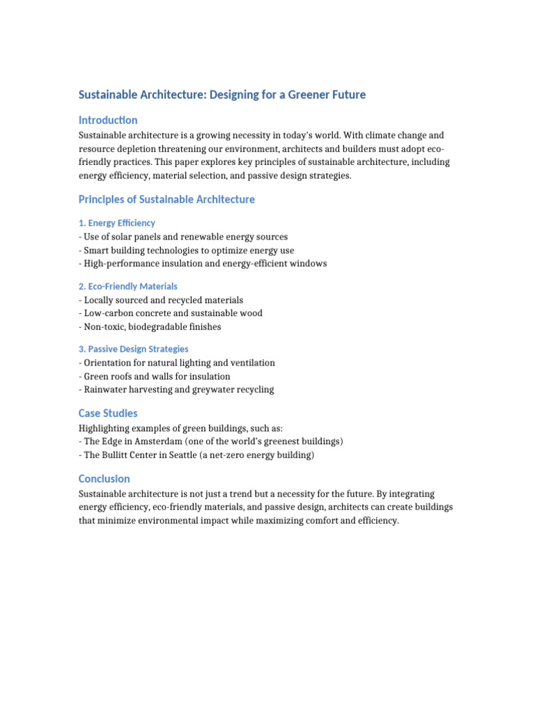 Sustainable Architecture | PDF