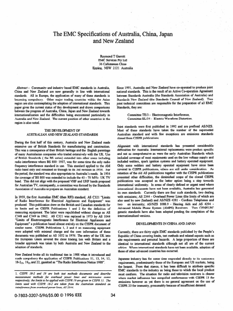 Australia EMC Standards Overview | PDF | Electromagnetic Interference ...