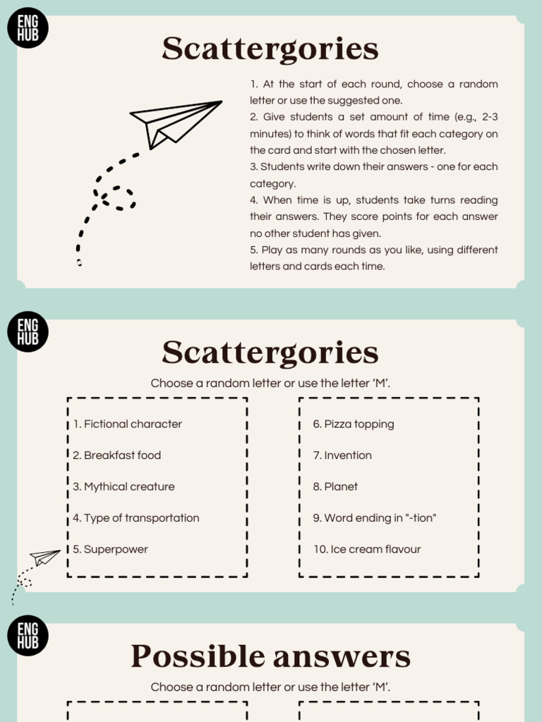 B1-C1 Scattergories Version 2 | PDF | Foods