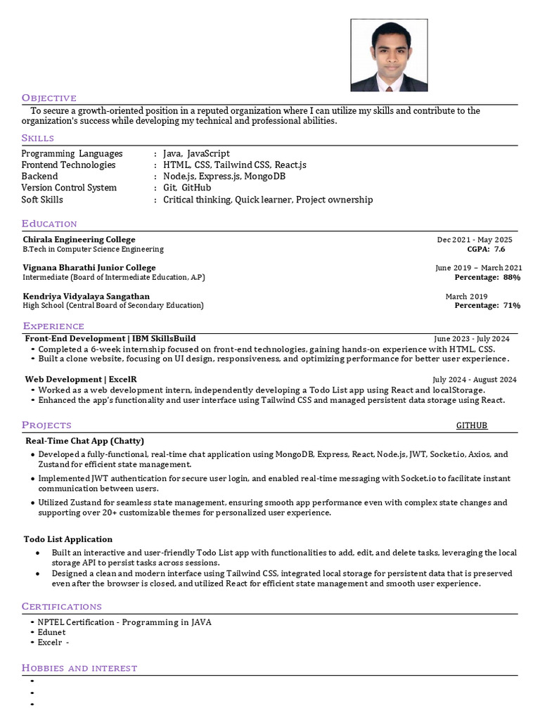 Front-End Developer Resume - Shaik Subhani | PDF | Web Development | Mobile App