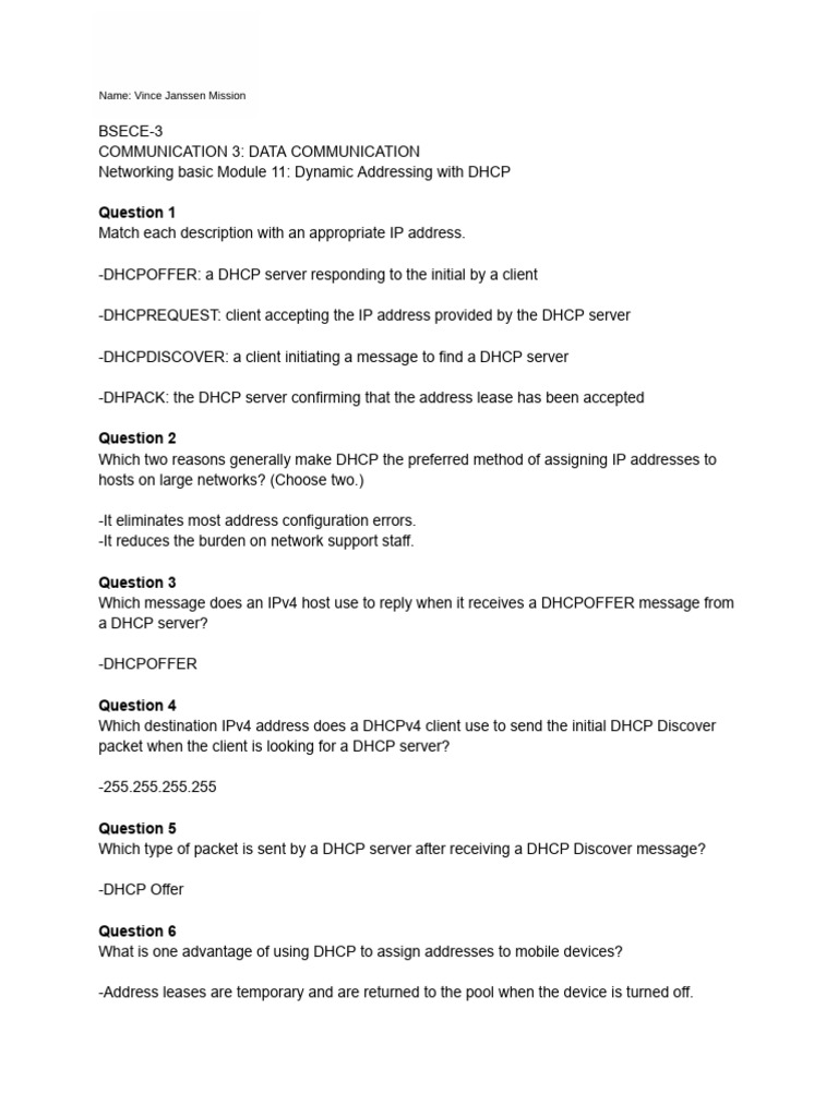 DHCP and Network Addressing Basics | PDF | Ip Address | Computer Network