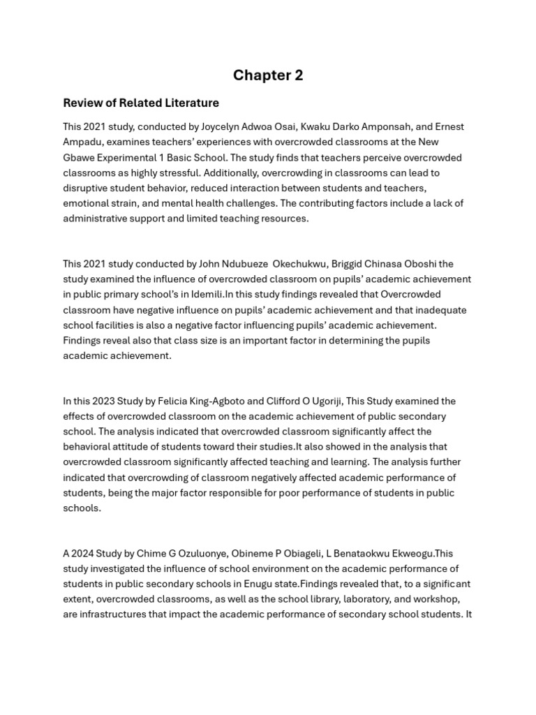 Effects of Overcrowded Classrooms on Learning | PDF | Teachers | Classroom