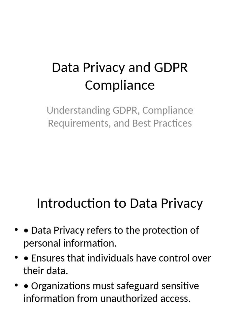 Data Privacy and GDPR Compliance | PDF