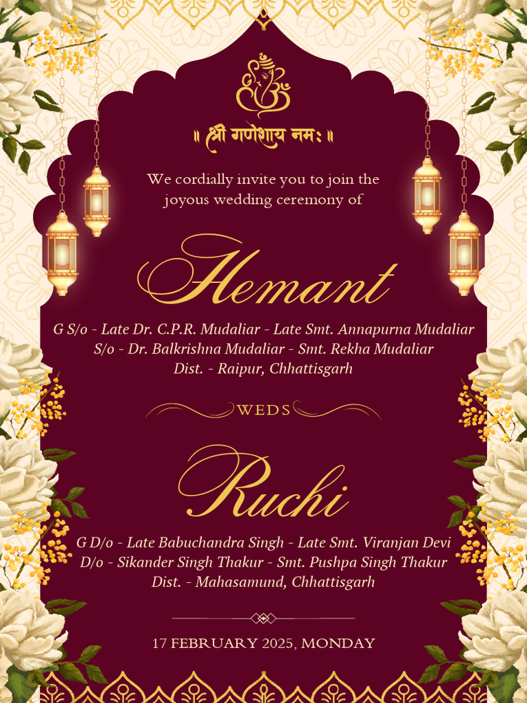 INVITATION - Hemant Weds Ruchi | PDF