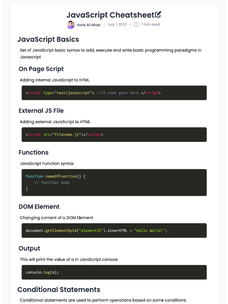 JS CheatSheet | PDF