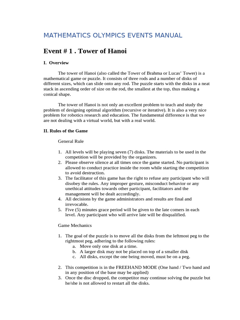 Mathematics Olympics Events Manual | PDF | Teachers | Learning