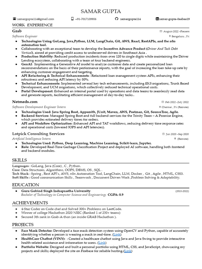 Samar Gupta Resume Share 101 | PDF | Artificial Intelligence | Intelligence (AI) & Semantics