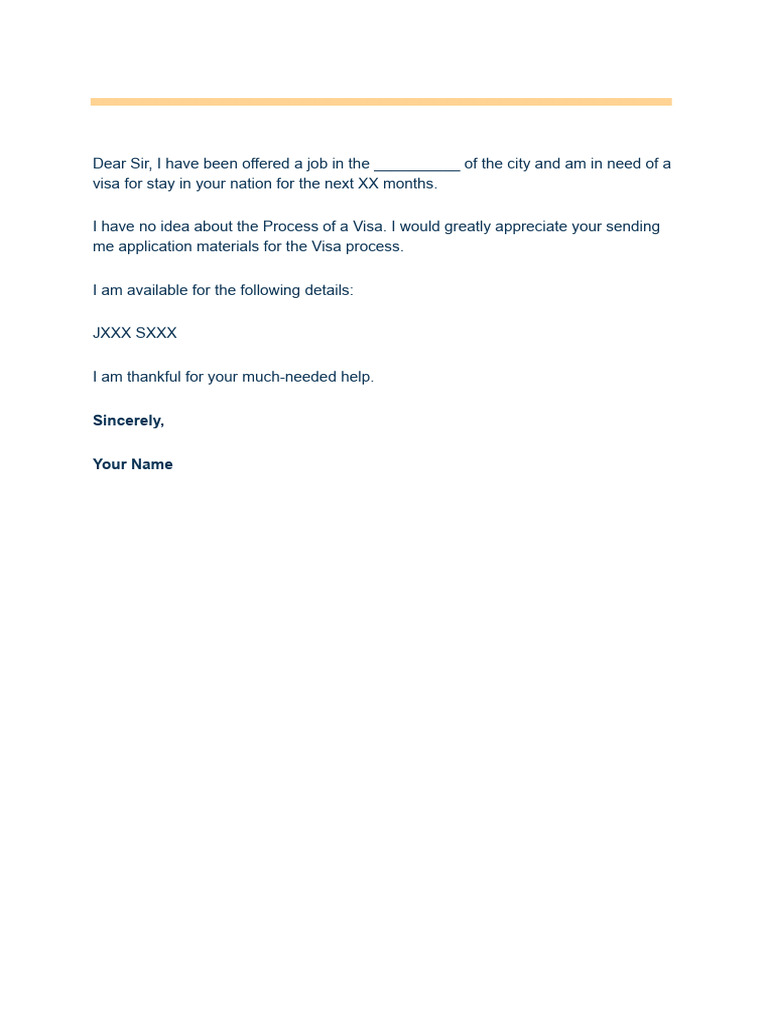 Cover Letter For Work Visa Template- 2 | PDF