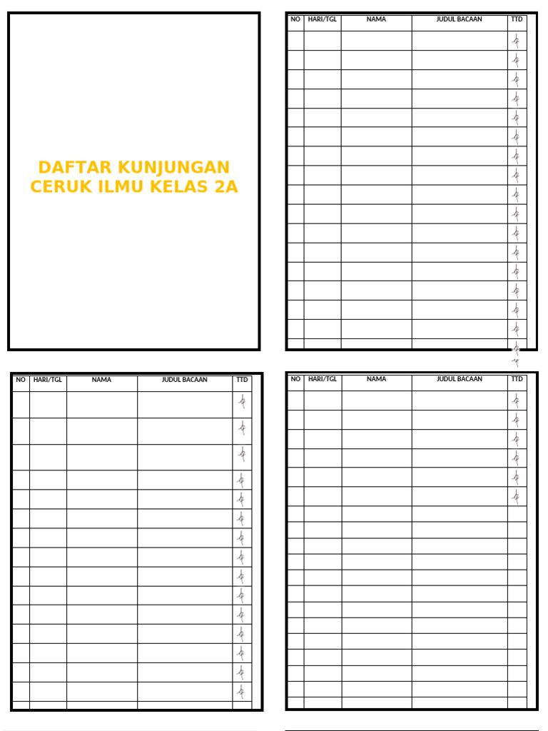 Daftar Kunjungan Ceruk Ilmu Kelas 2A | PDF
