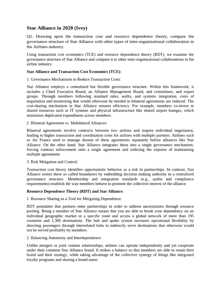Star Alliance: Governance and Efficiency | PDF | Governance | Procurement