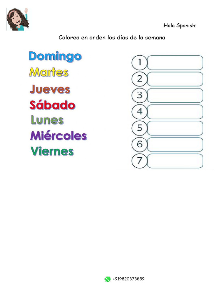 Colorea Dia de La Semana y Meses | PDF