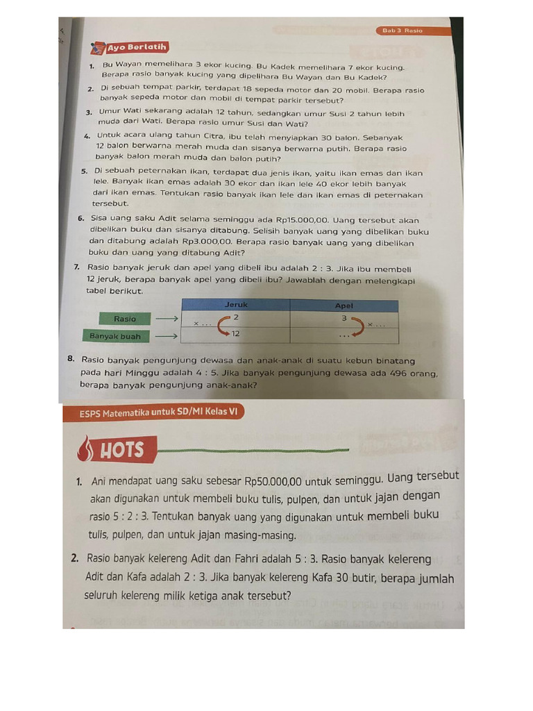 Latihan Perbandingan Atau Rasio | PDF