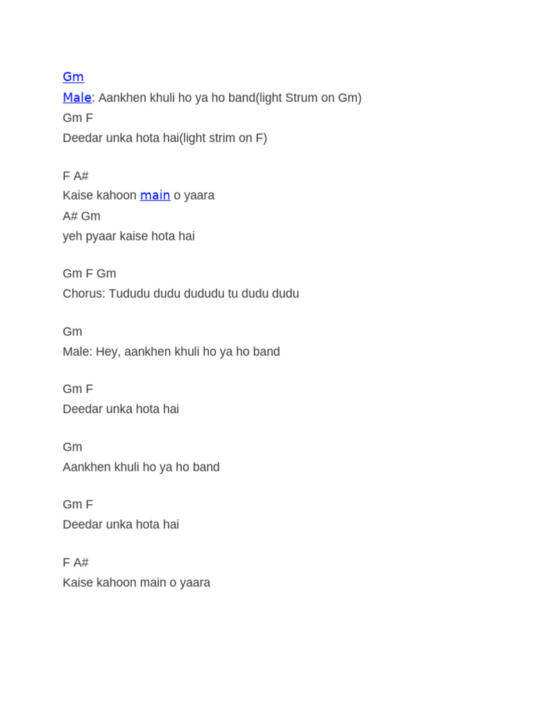 Aankhen Khuli Ho Ya Ho Band | PDF