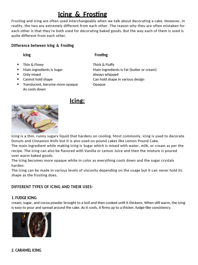Icing , frosting | PDF | Cakes | Icing (Food)