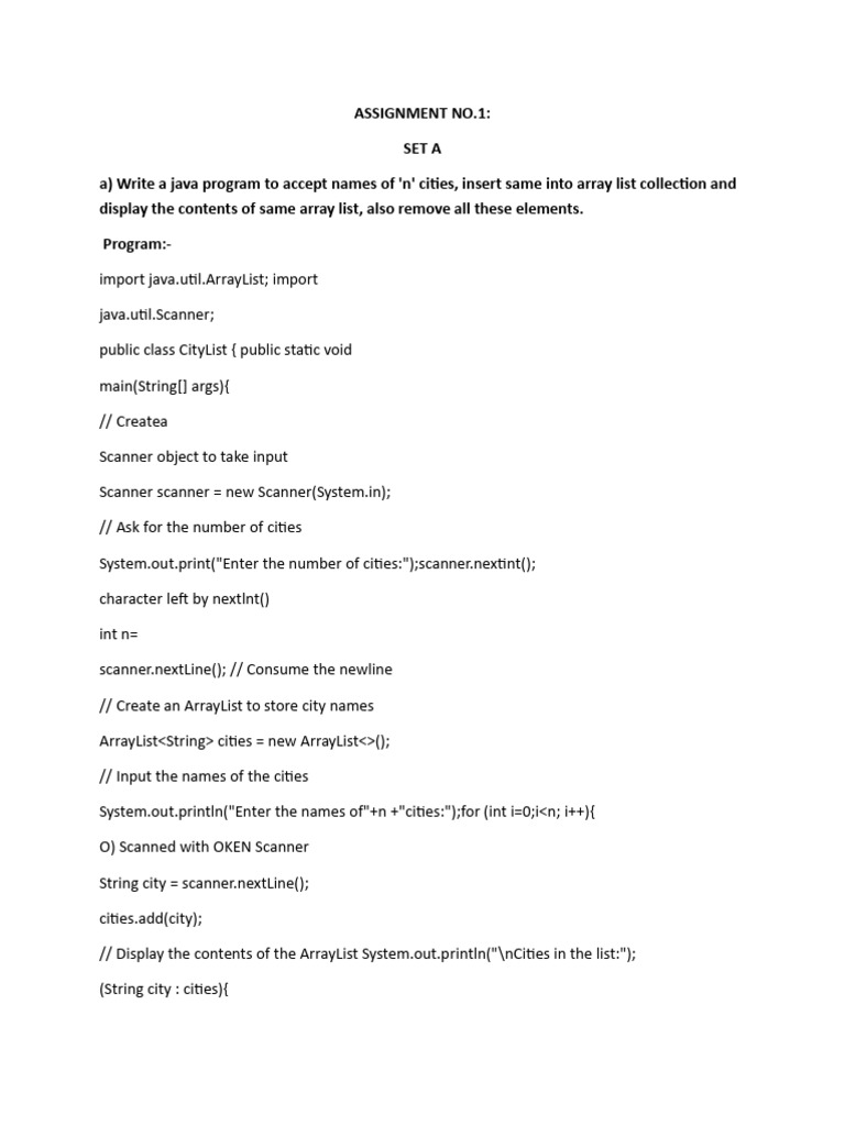 Java Collections Assignment | PDF | Image Scanner | Computer Programming