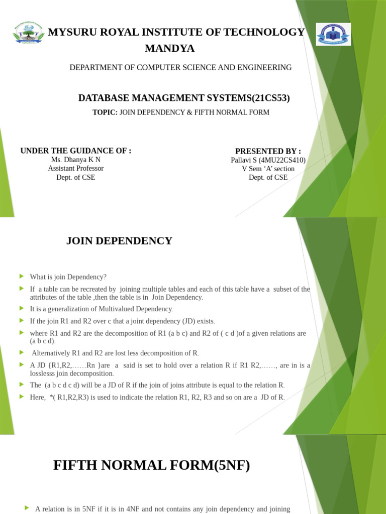 Join Dependency & 5th Normal Form | PDF