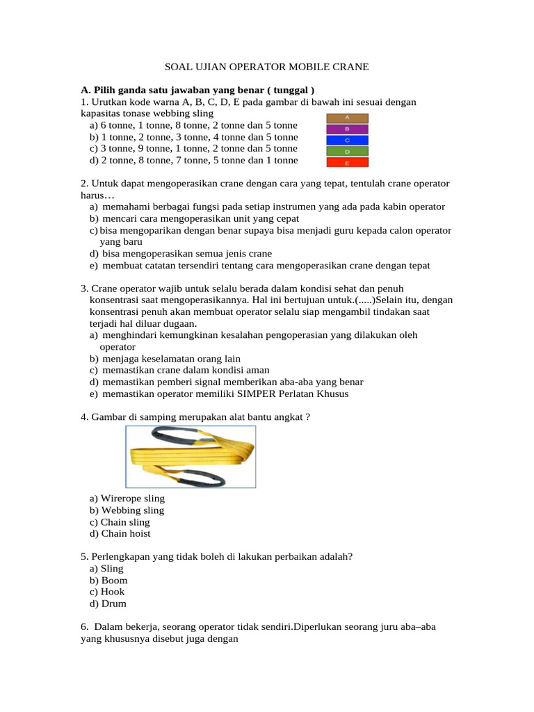 1 - Soal Fix Ujian Operator Crane | PDF
