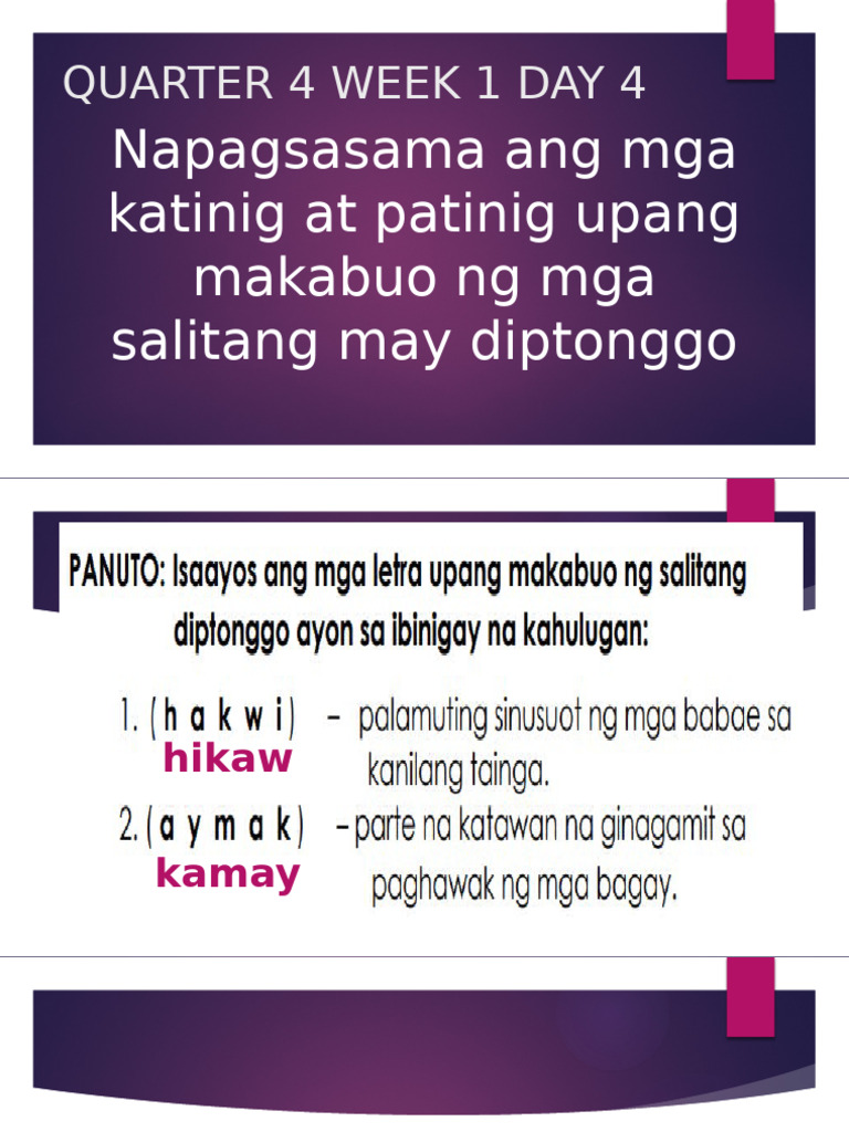 Filipino Quarter 4 Week 1 Day 4 | PDF