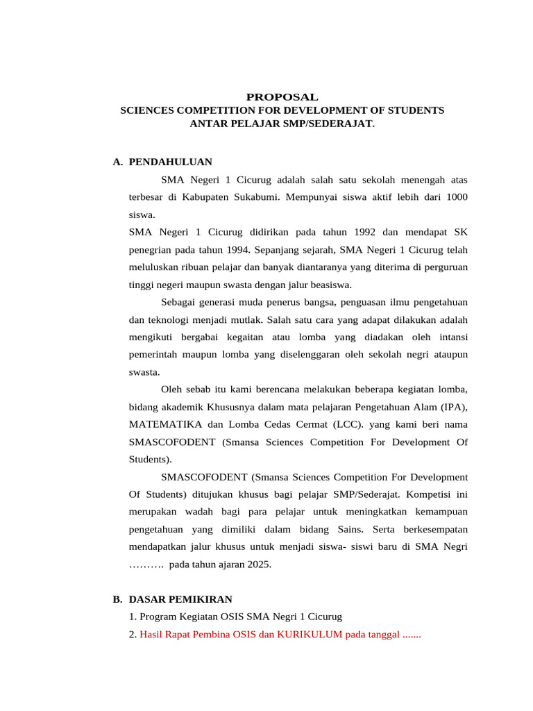 Proposal Kegiatan Osis 2025. | PDF