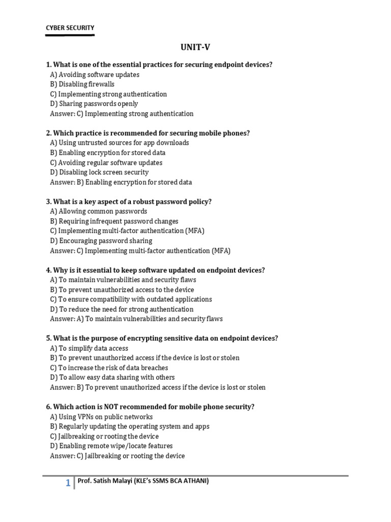 Module 5 MCQ of Cyber Security | PDF | Security | Computer Security